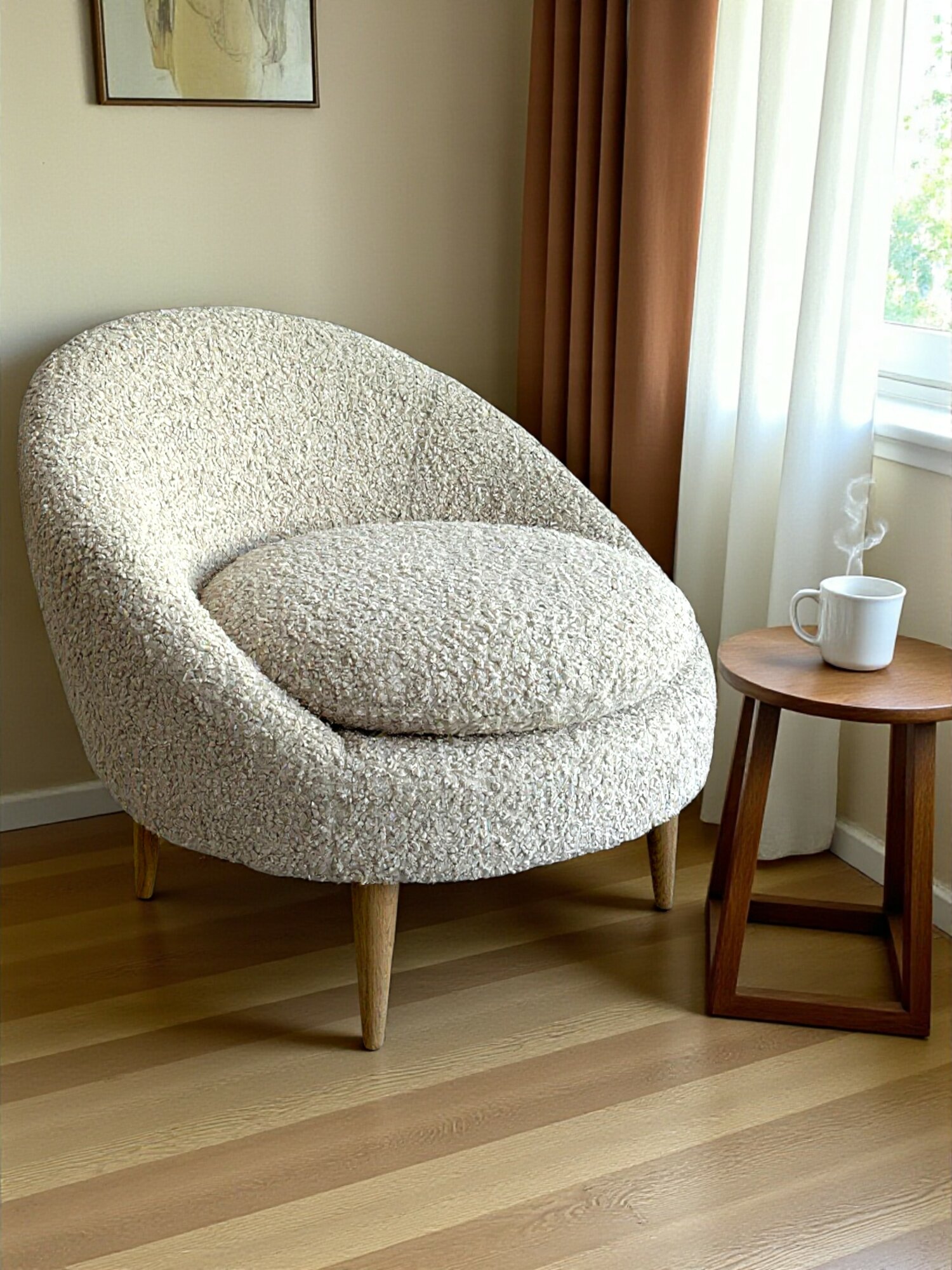 Кресло Bonfico Фрэнд для дома и отдыха, кресло бежевый барашек