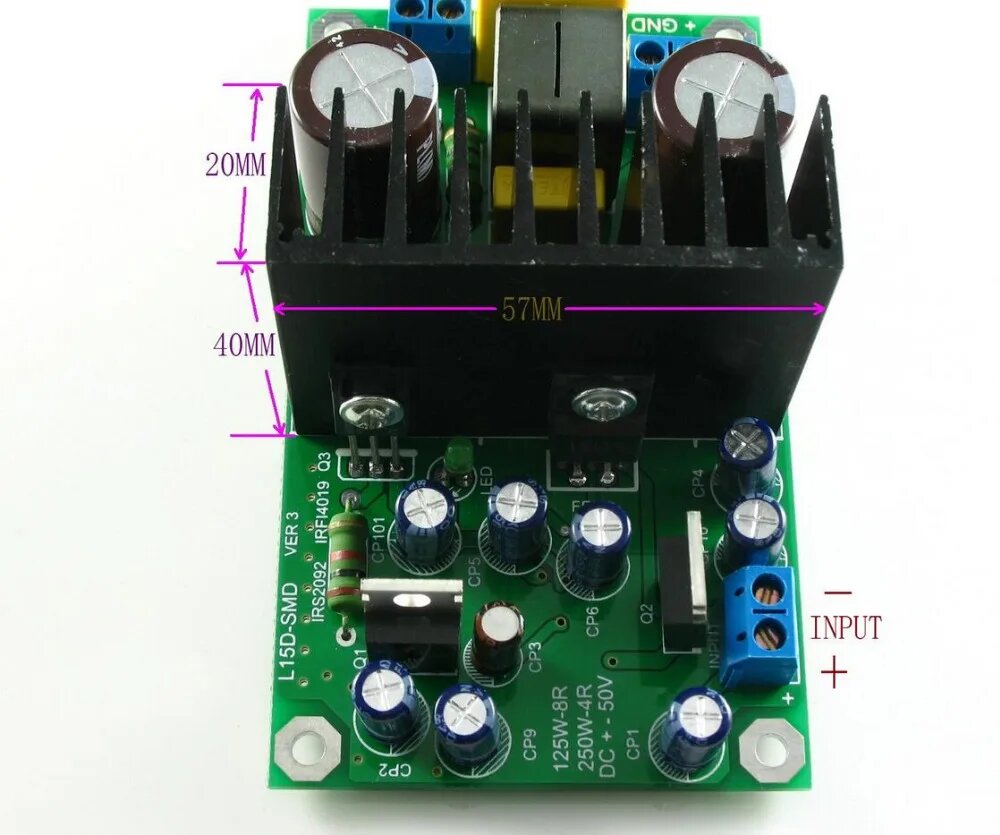 TCXRE Mono Amplifier Board IRS2092S 250 Вт