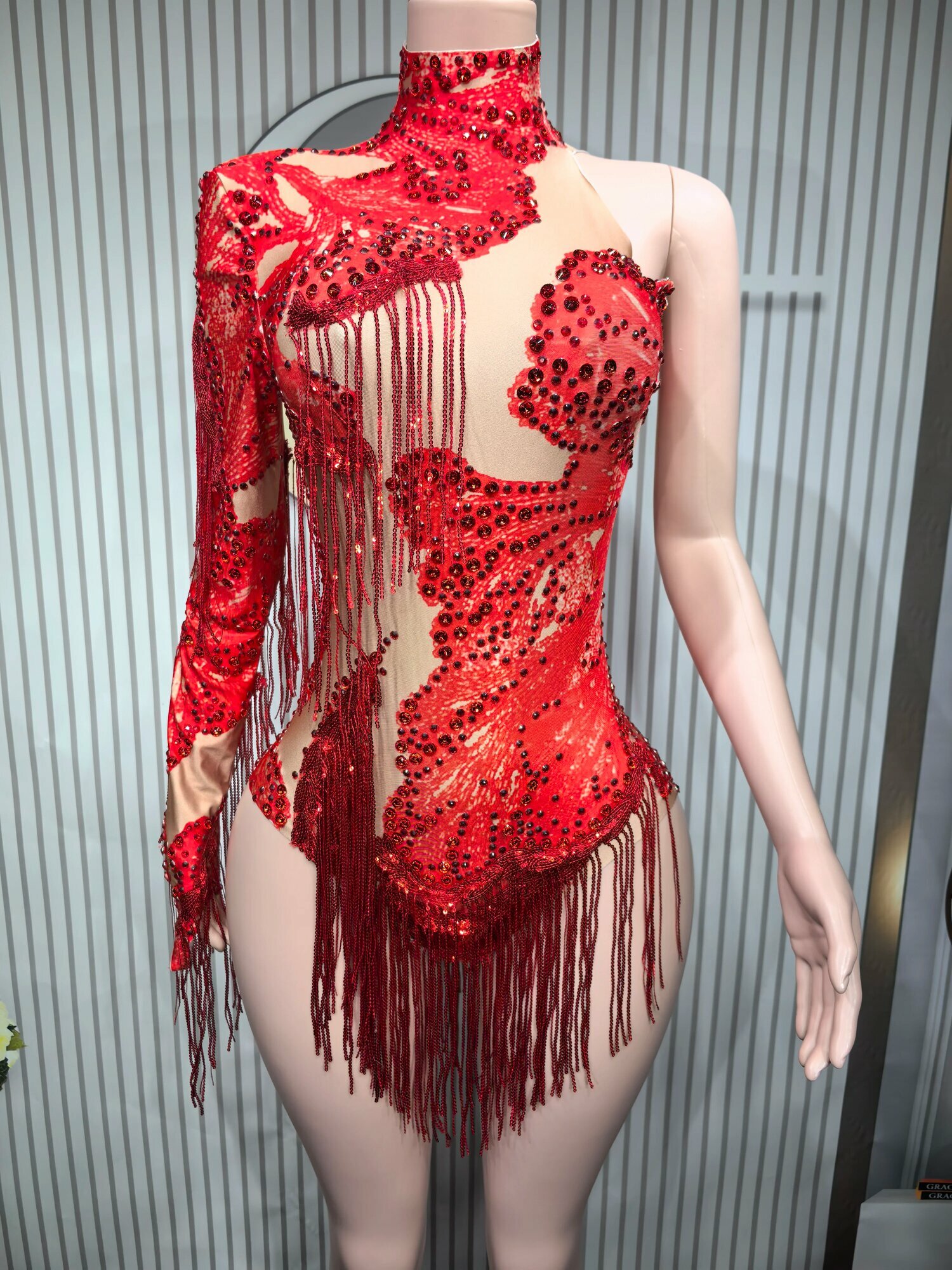 Синий вискозный сексуальный леотард для танца 7G Красный, S-M, Красный