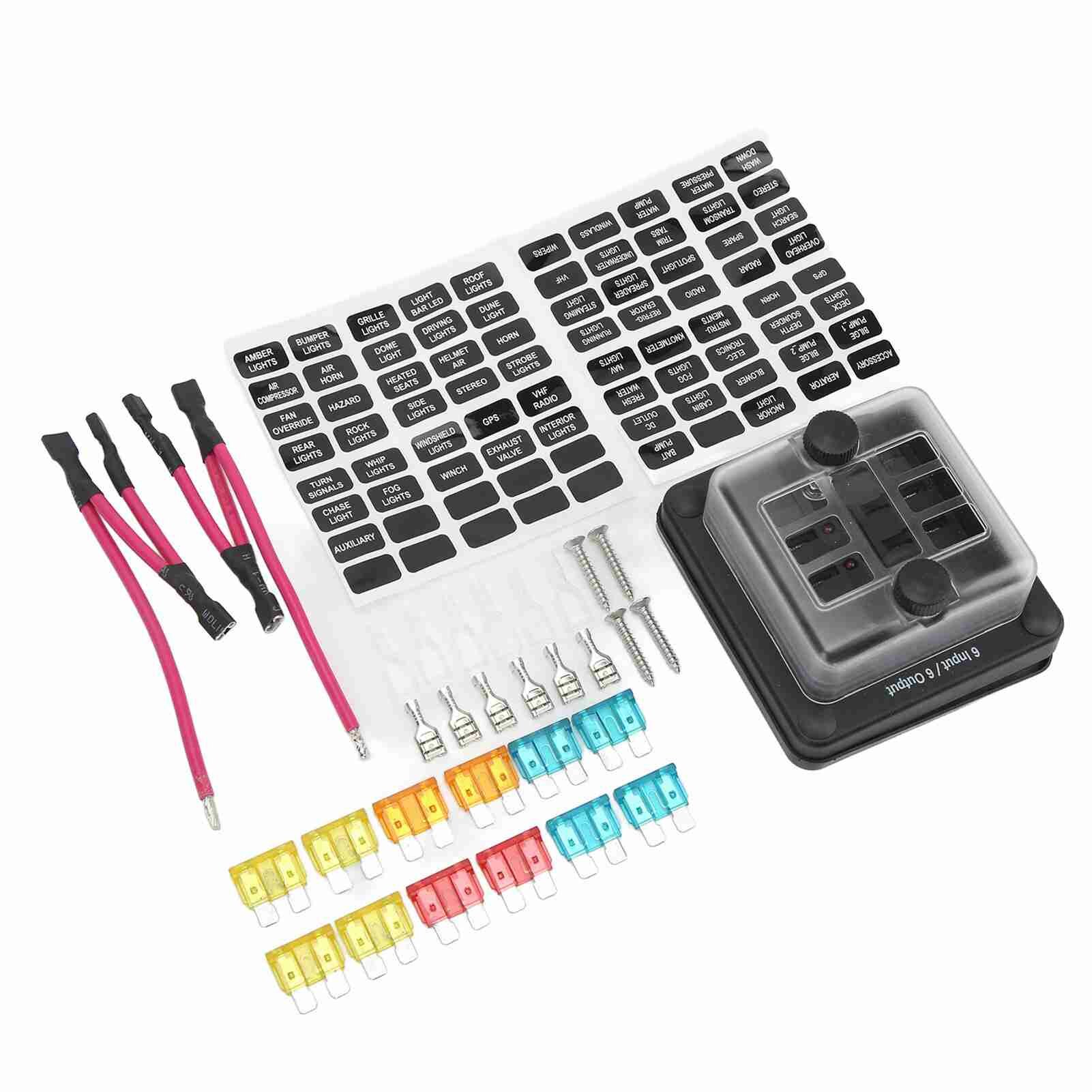 6-контактный блок предохранителей, водонепроницаемый блок предохранителей ATO ATC, красный светодиодный индикатор для автомобиля, морской лодки, грузовика RV