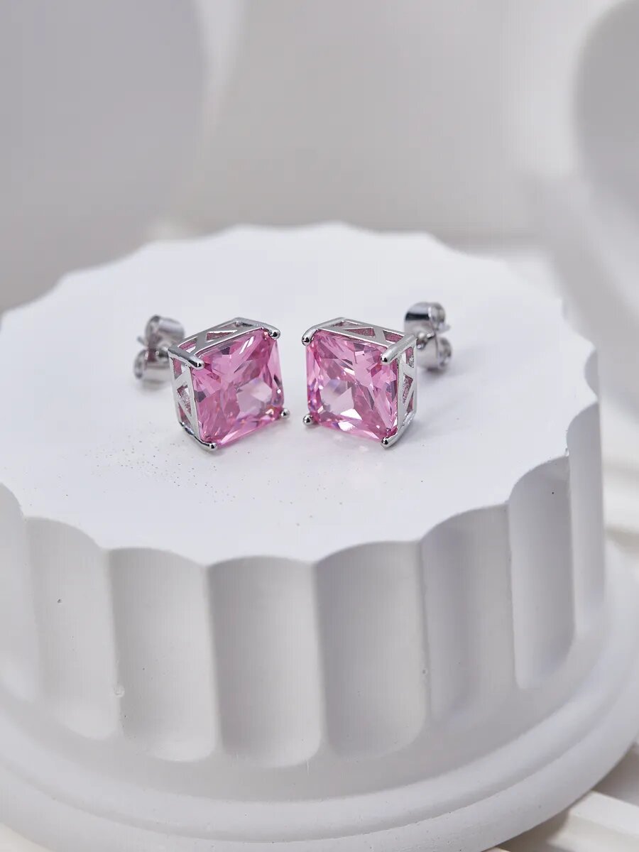 Серьги пусеты, кристалл, циркон, фианит