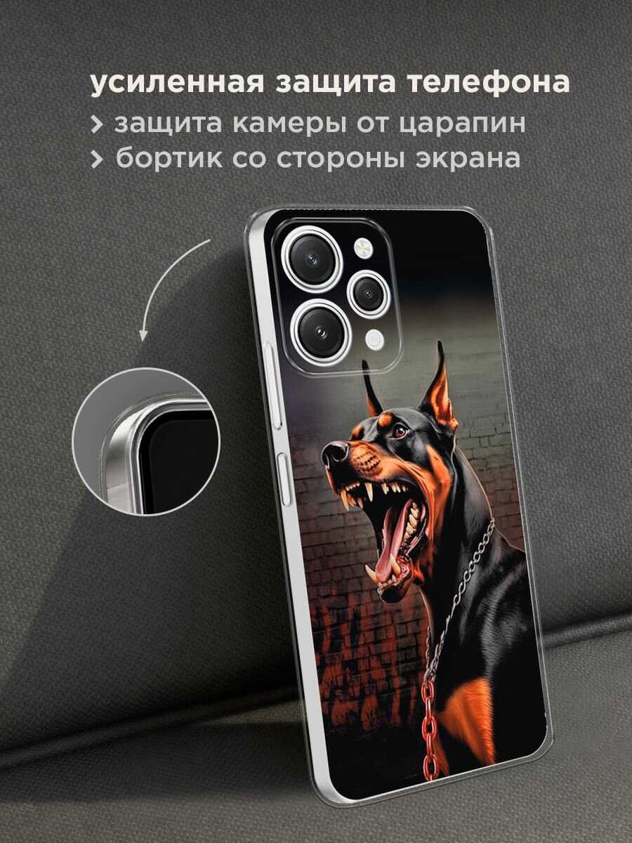 Чехол на Xiaomi Redmi 12 / Сяоми Редми 12 с принтом "Доберман с цепью" — фото 1