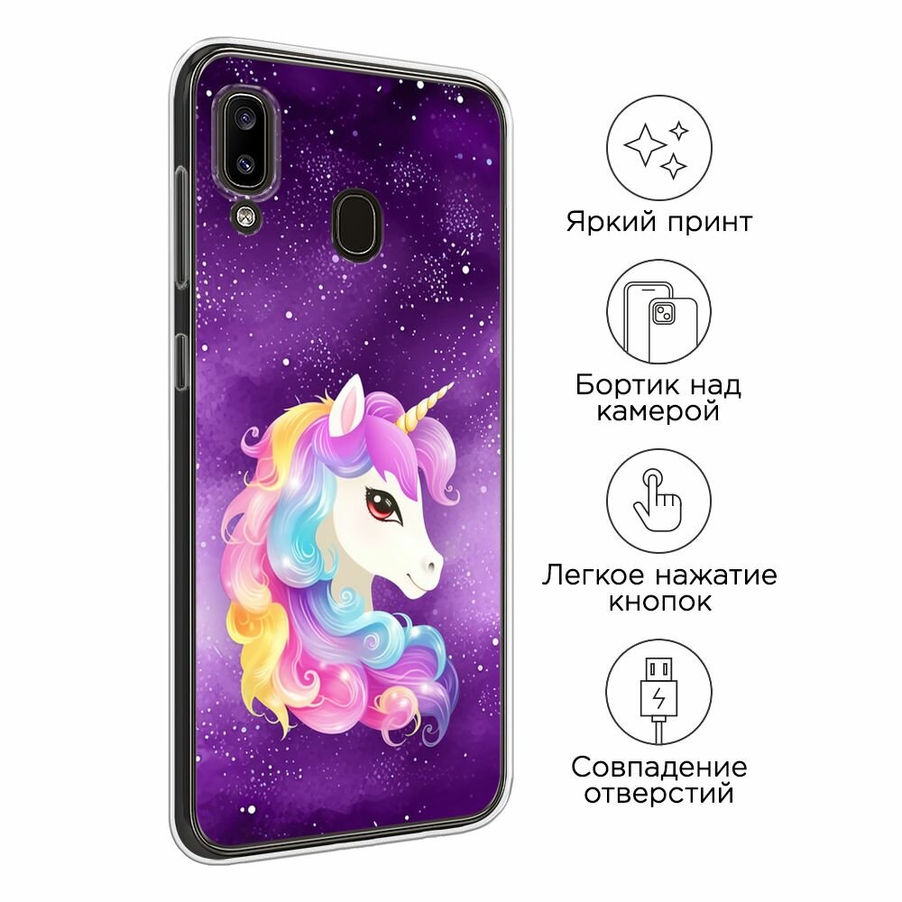 Чехол на Samsung Galaxy A30/A20 / Самсунг Галакси A30/A20 с принтом "Кудрявый единорог" — фото 1