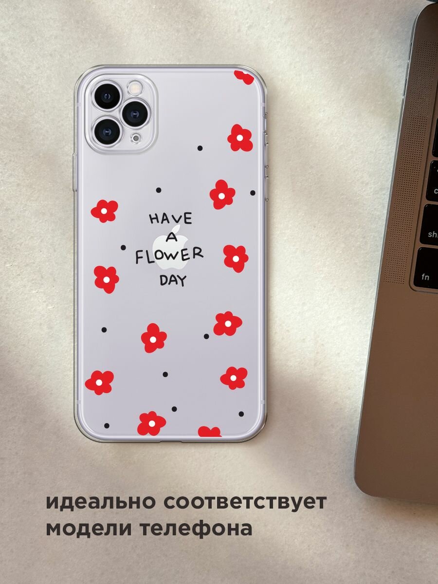 Чехол на Apple iPhone 11 Pro / Айфон 11 Про с принтом "Have a flower day 2", прозрачный — фото 1