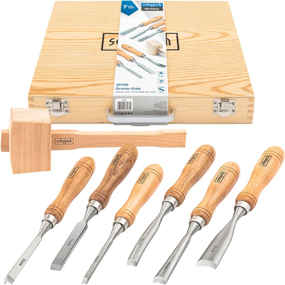 Scheppach Стамески фигурные, набор 7 предметов Sch-25700(65680)