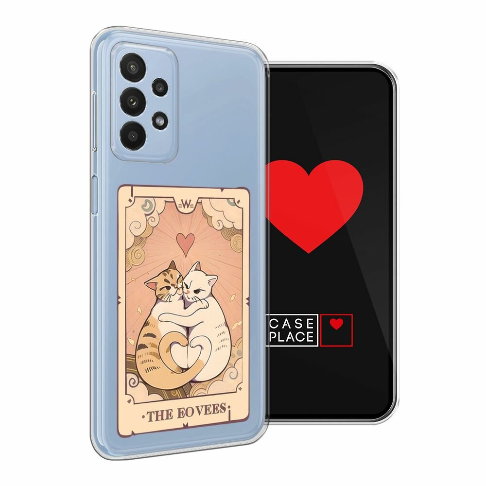 Чехол на Samsung Galaxy A23 / Самсунг Галакси А23 с принтом "The lovers cats 2 - 14 февраля", прозрачный — фото 1