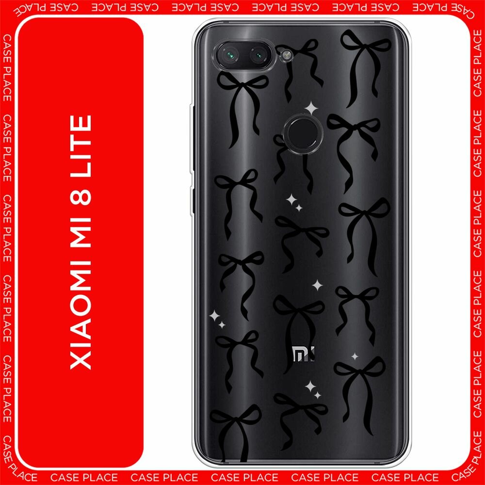 Чехол на Xiaomi Mi 8 Lite (Youth Edition) / Сяоми Ми 8 Лайт (Юс Эдишн) с принтом "Black bows", прозрачный