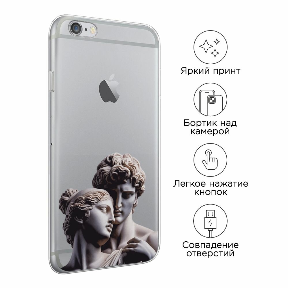Чехол на Apple iPhone 6 / Айфон 6 с принтом "Нежные скульптуры - 14 февраля", прозрачный — фото 1