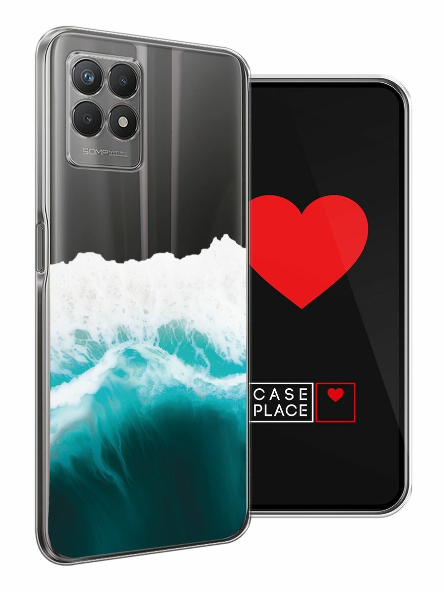 Чехол на Realme 8i / Реалми 8i с принтом "Большая волна", прозрачный — фото 1