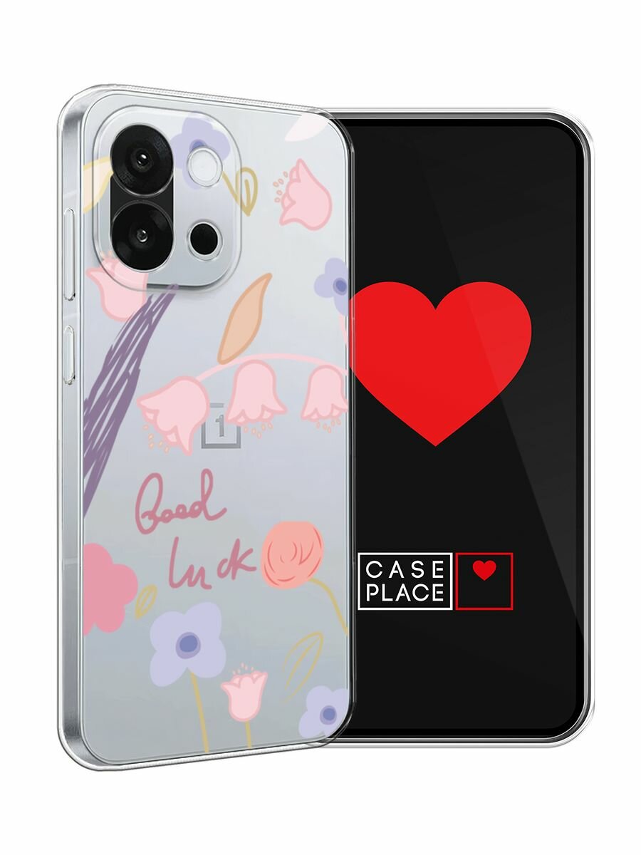 Чехол на OnePlus 13T / Ван Плас 13Т с принтом "Lucky flowers", прозрачный — фото 1