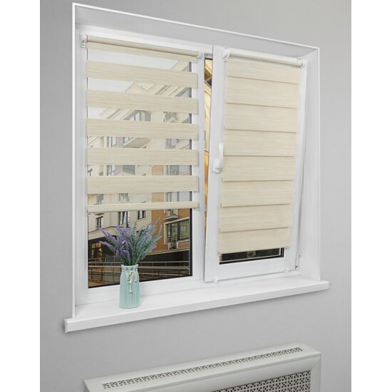 Рулонная штора LM Decor День-Ночь Бруклин 22-02, светло-бежевый, 61х160 см