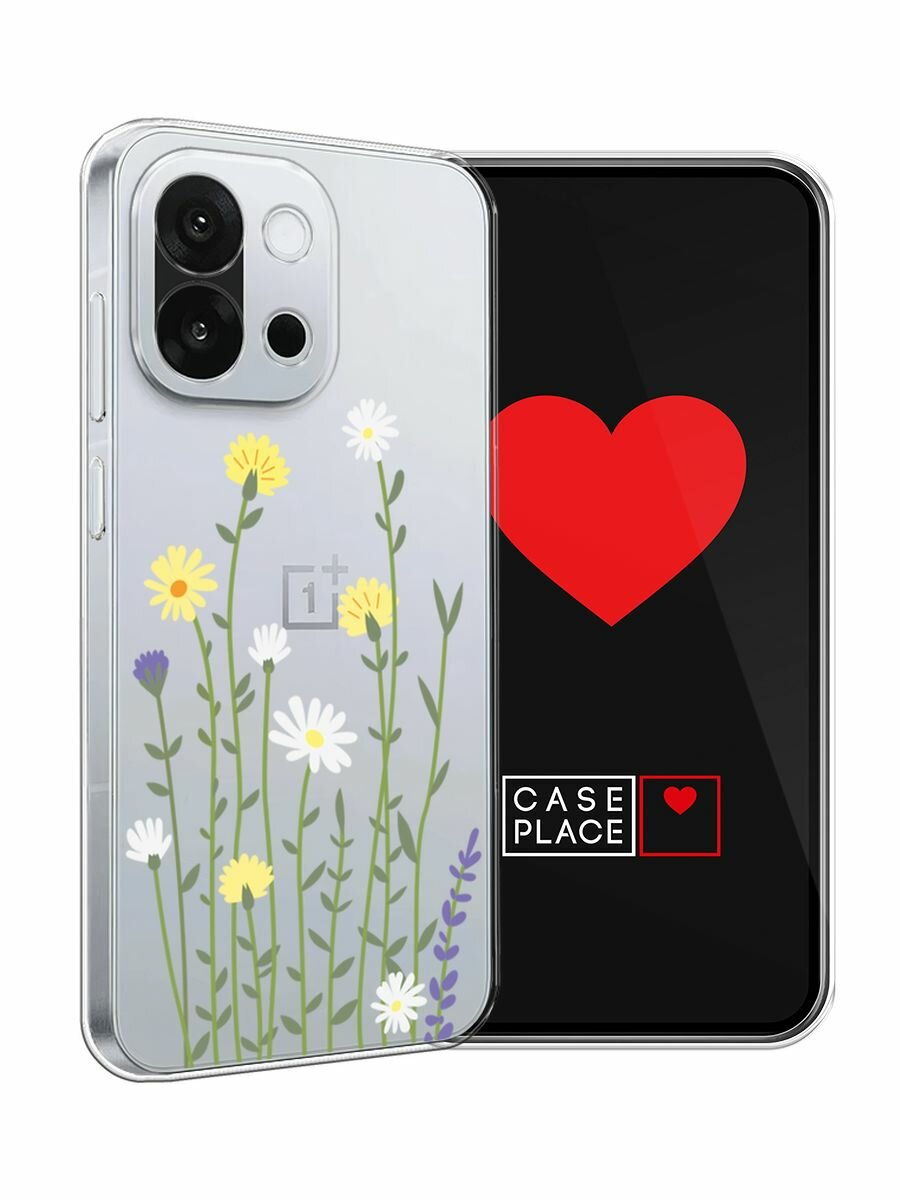 Чехол на OnePlus 13T / Ван Плас 13Т с принтом "Пучок полевых цветов", прозрачный — фото 1