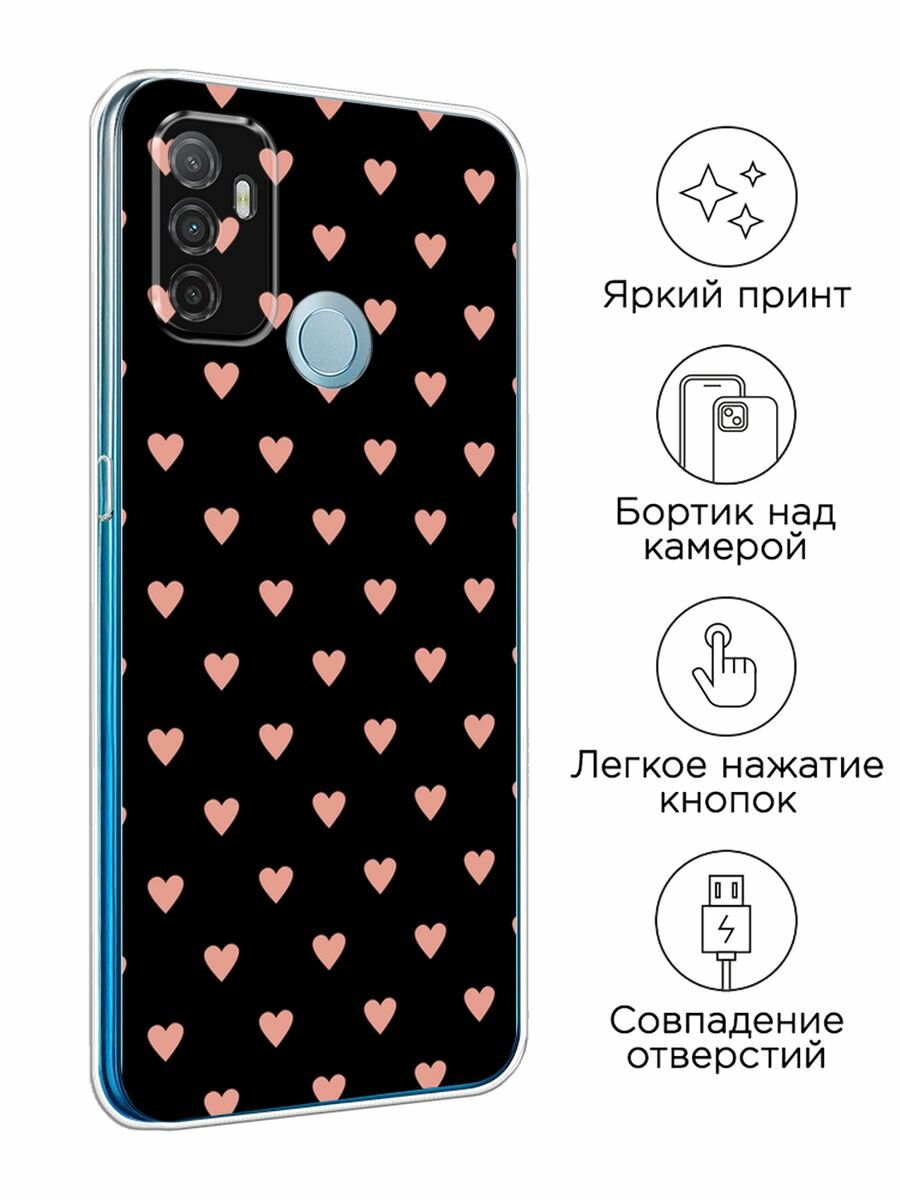 Силиконовый чехол на Oppo A53 / Оппо А53 с принтом "Розовые сердечки" — фото 1
