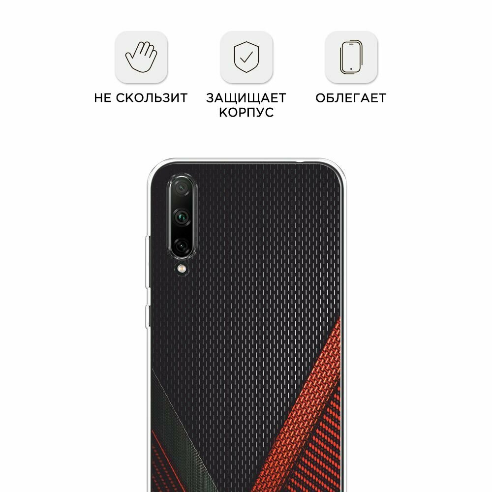 Силиконовый чехол на Honor 30i / Хонор 30i с принтом "Красный карбон" — фото 1
