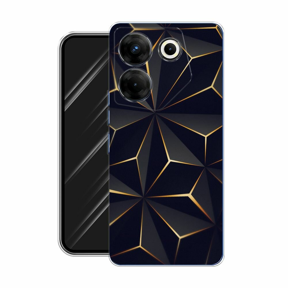 Чехол на Tecno Camon 20 Pro 5G / Текно Камон 20 Про 5G с принтом "Черные полигоны" — фото 1