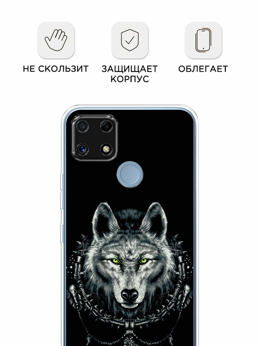 Чехол на Realme C25/C25s / Реалми С25/C25s с принтом "Волк оберег" — фото 1
