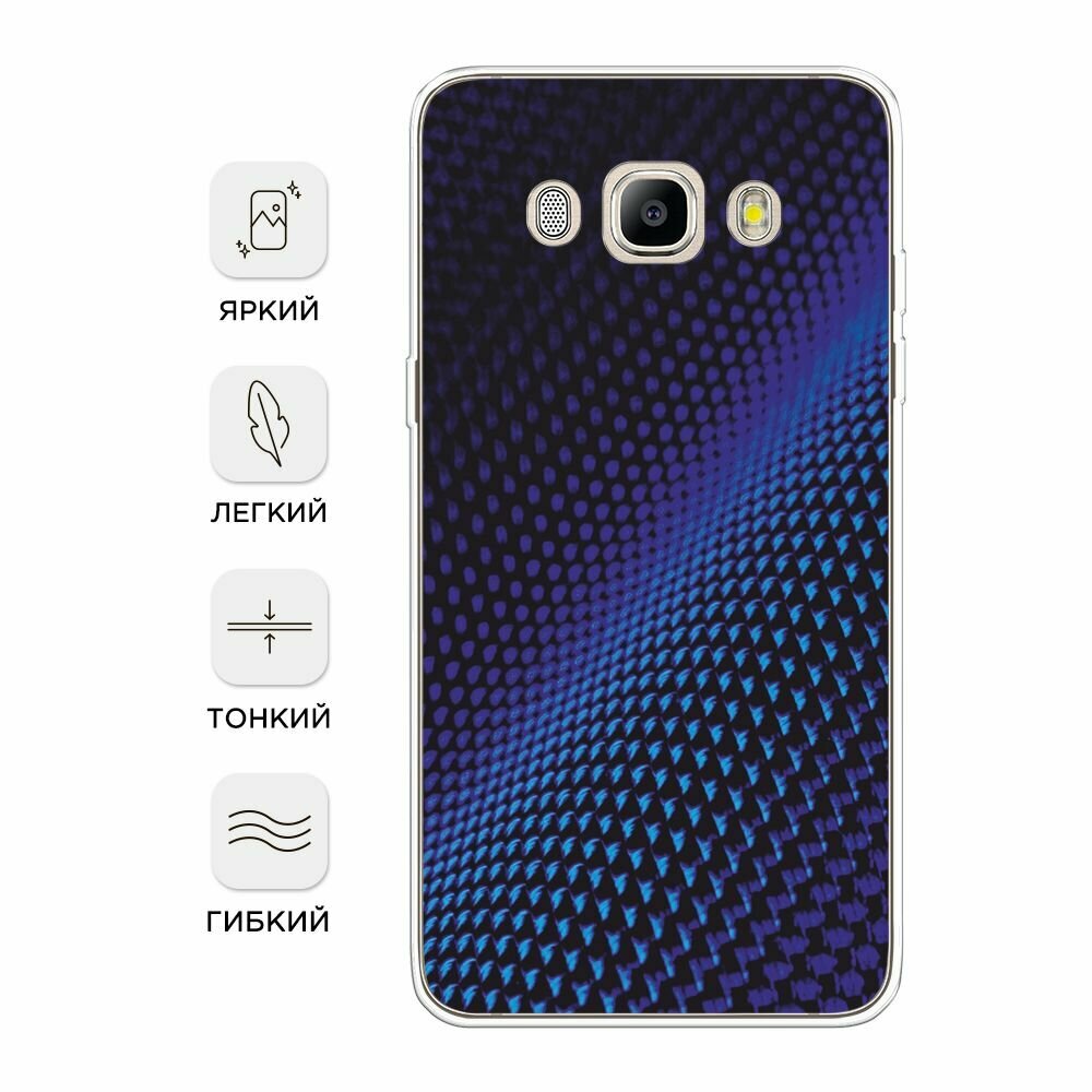 Чехол на Samsung Galaxy J5 2016 / Самсунг Галакси Джей 5 2016 с принтом "Синий карбон" — фото 1