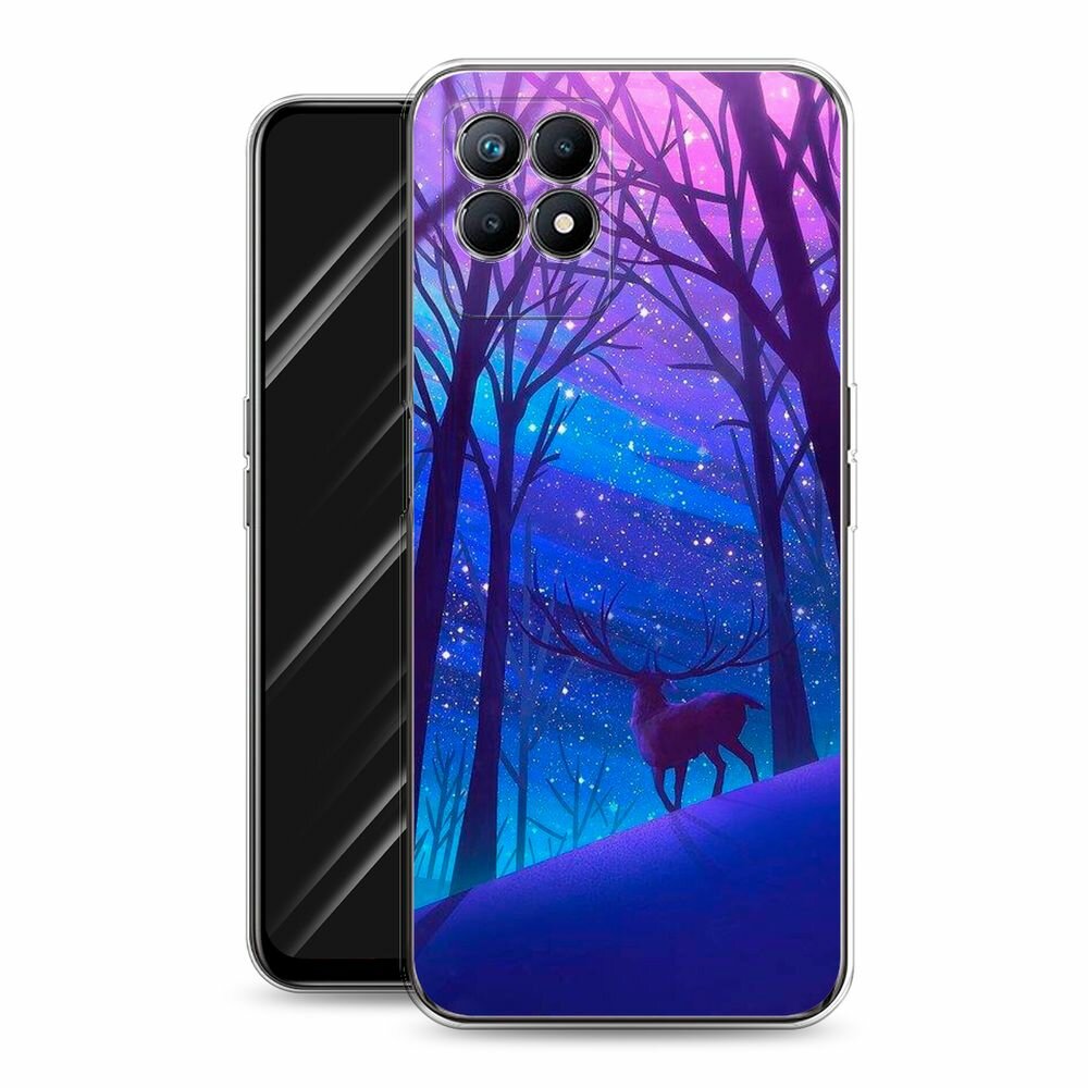 Силиконовый чехол на Realme 8i / Реалми 8i с принтом "Северный олень" — фото 1