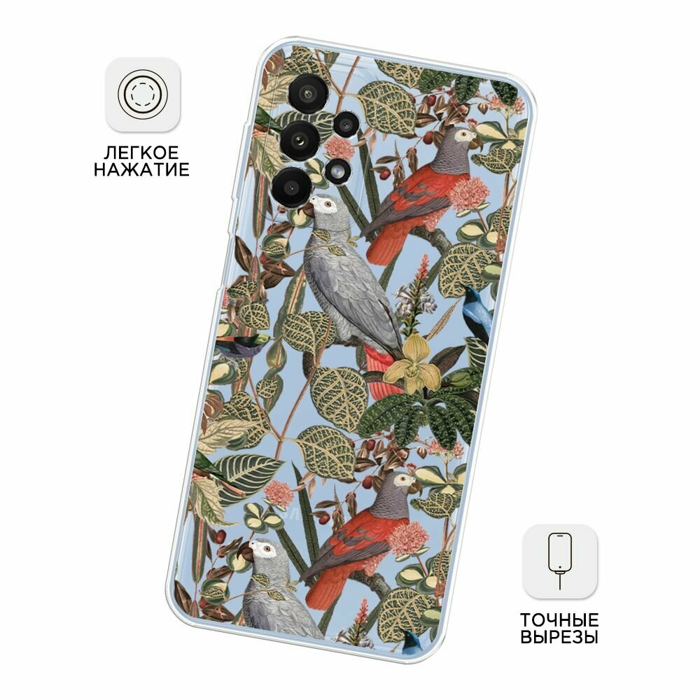 Чехол на Samsung Galaxy A23 / Самсунг Галакси А23 с принтом "Tropical pattern", прозрачный — фото 1