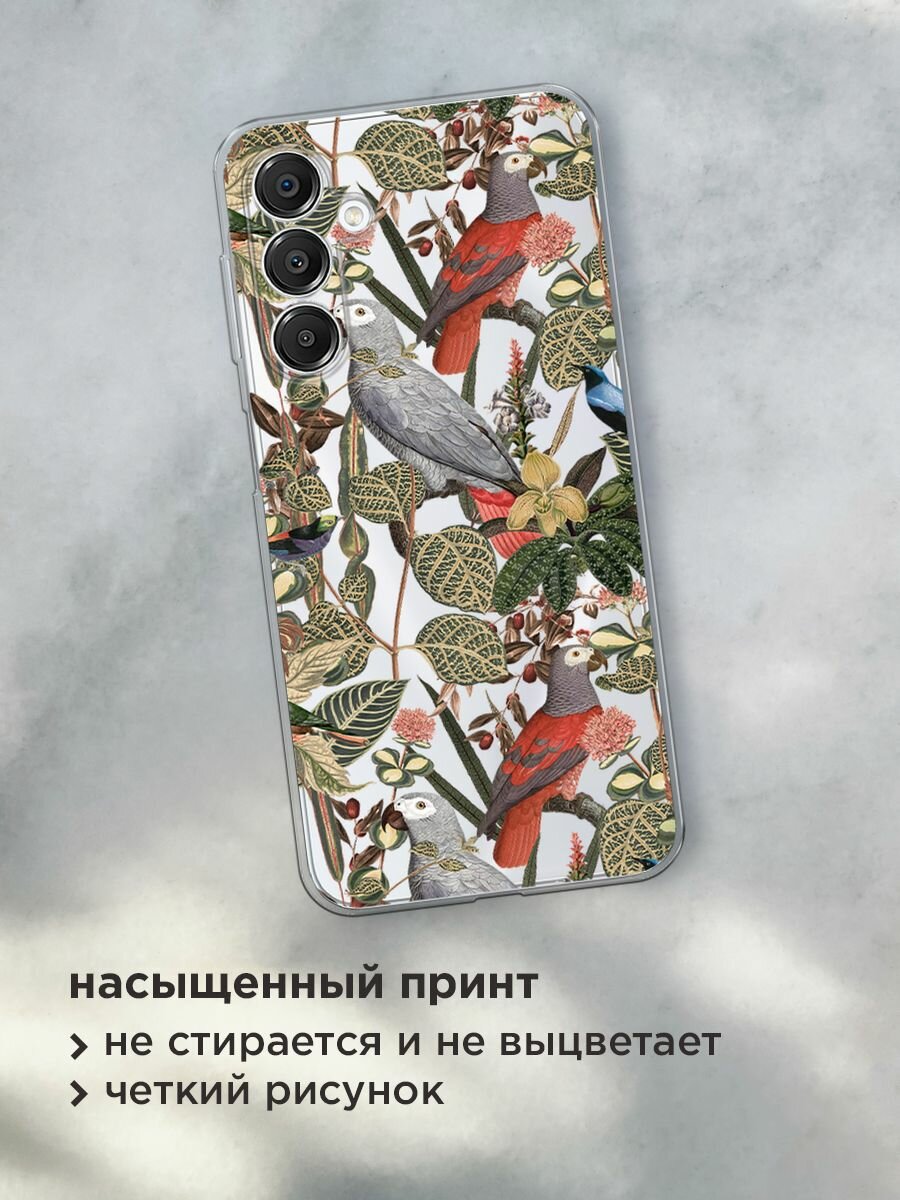 Чехол на Samsung Galaxy A16 / Самсунг А16 с принтом "Tropical pattern", прозрачный — фото 1