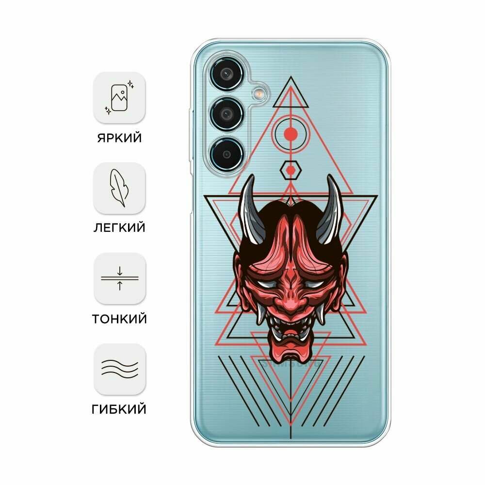 Чехол на Samsung Galaxy M35 / Самсунг Галакси M35 с принтом Hanya Oni mask, прозрачный — фото 1