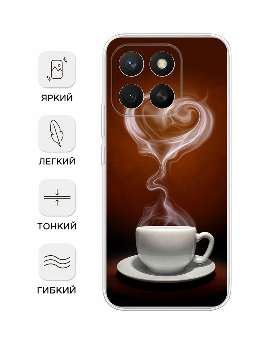 Силиконовый чехол на Honor X8c / Хонор X8c с принтом "Кофейная любовь" — фото 1
