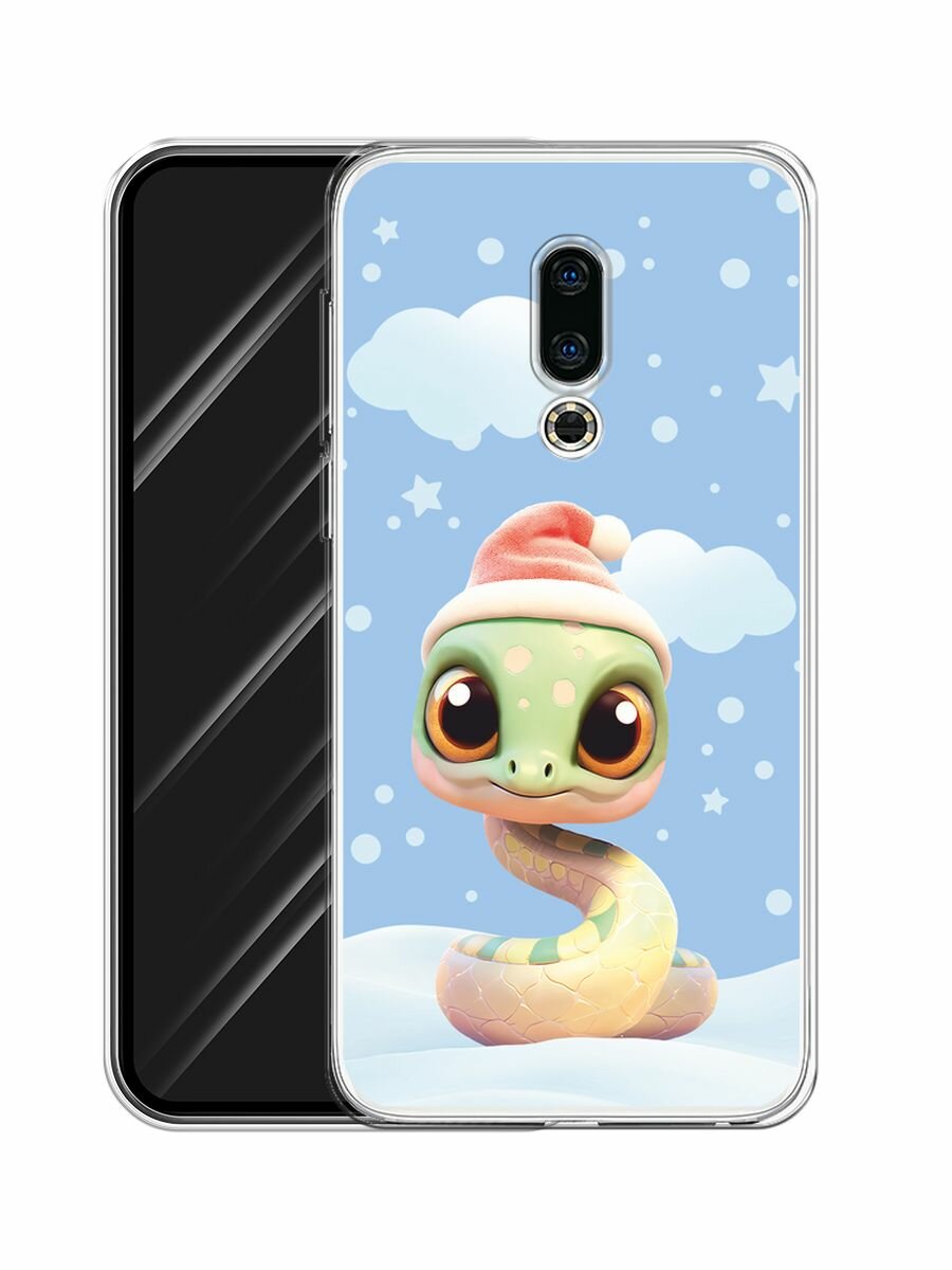 Силиконовый чехол на Meizu 16th / Мейзу 16th с принтом Зимняя змейка 1 — фото 1