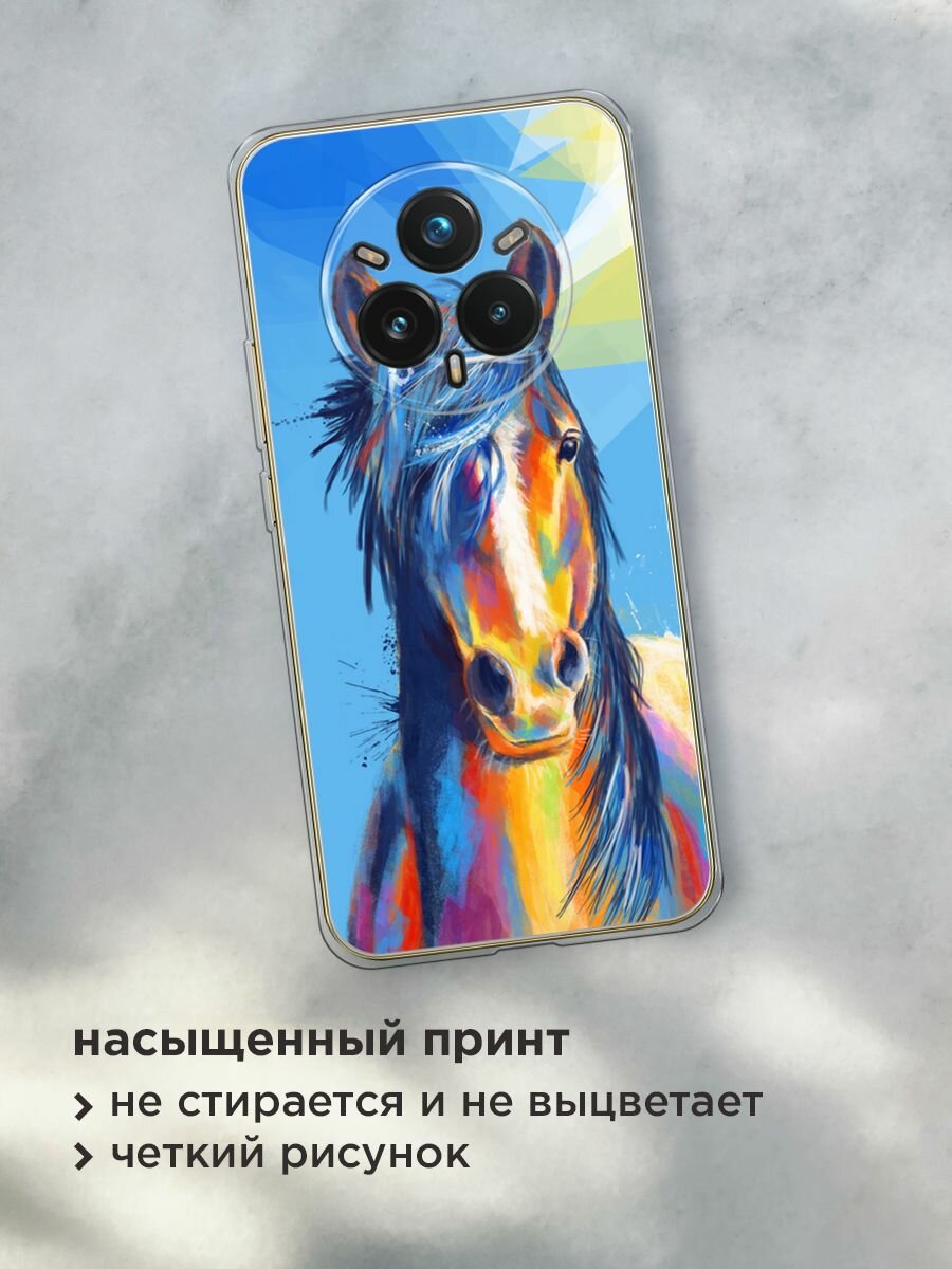 Чехол на Realme 14 Pro+ / Реалми 14 Про+ с принтом "Лошадь арт 3" — фото 1