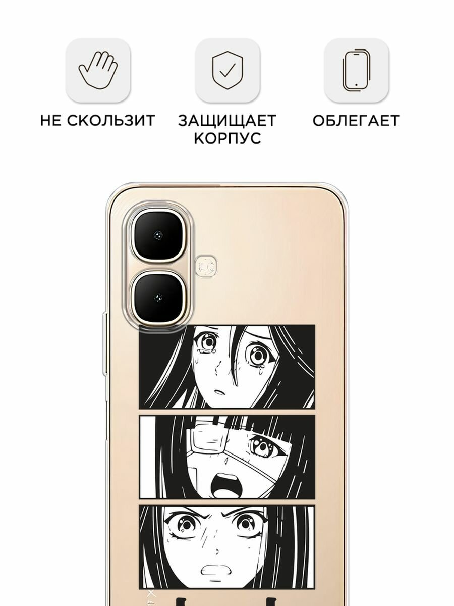 Чехол на Infinix Smart 10 / Инфиникс Смарт 10 с принтом "Tokyo girls", прозрачный — фото 1