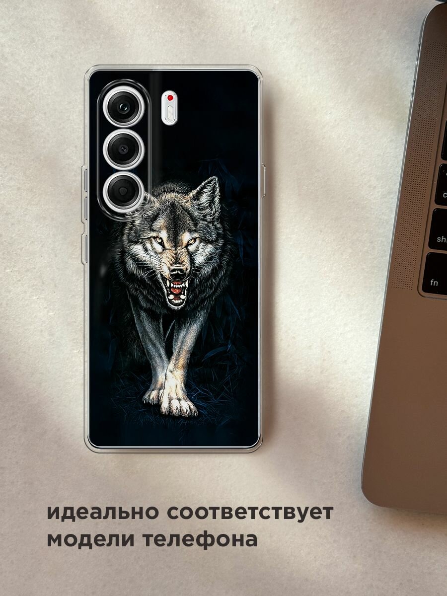 Чехол на Tecno Camon 40 Pro 5G / Текно Камон 40 Про 5G с принтом "Злобный волк из ночи" — фото 1