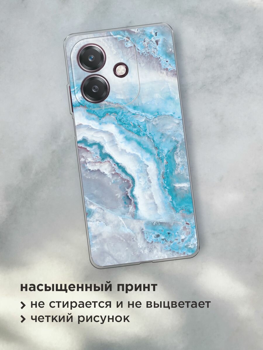 Чехол на Oppo A3/A3x / Оппо А3/A3x с принтом "Нежно-голубой мрамор" — фото 1