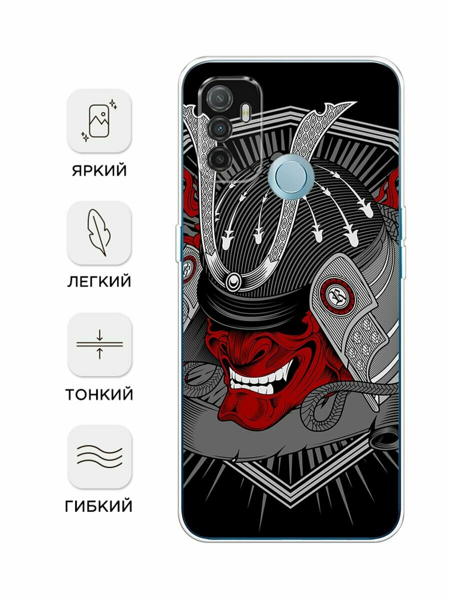 Чехол на Oppo A53 / Оппо А53 с принтом "Красная маска самурая" — фото 1
