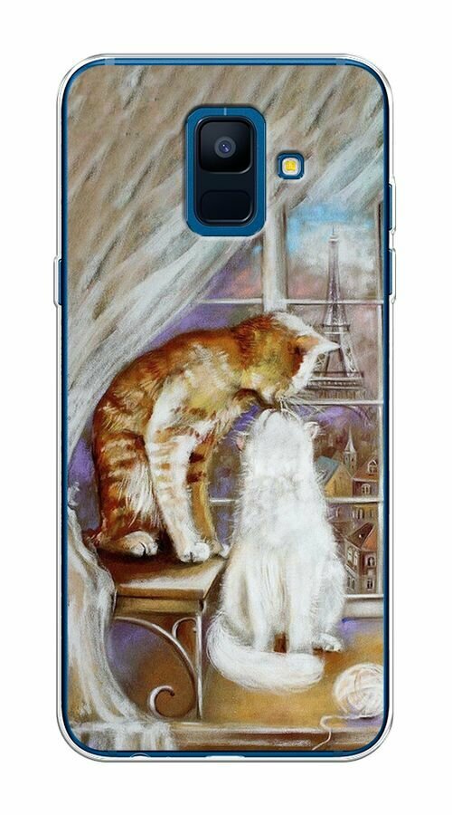 Чехол на Samsung Galaxy A6 / Самсунг Галакси А6 с принтом "Влюбленные котики 1"