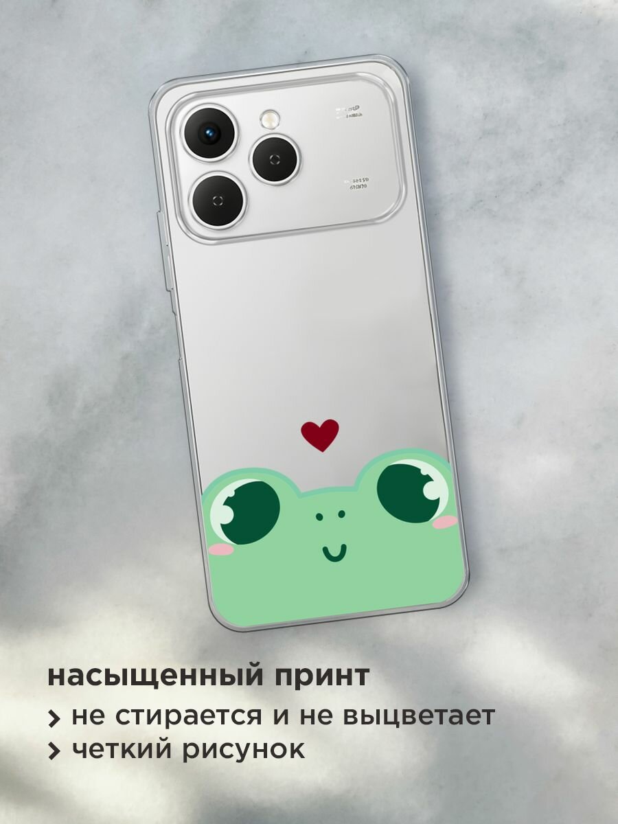Чехол на Tecno Spark 40 / Текно Спарк 40 с принтом "Влюблённая лягушка - 14 февраля", прозрачный — фото 1