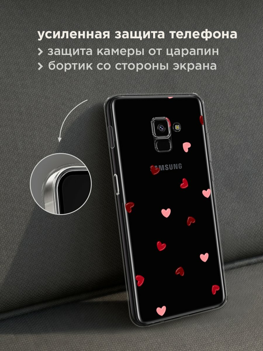 Чехол на Samsung Galaxy A8 + / Самсунг Галакси А8 Плюс 2018 с принтом "Бордовые сердечки 2" — фото 1