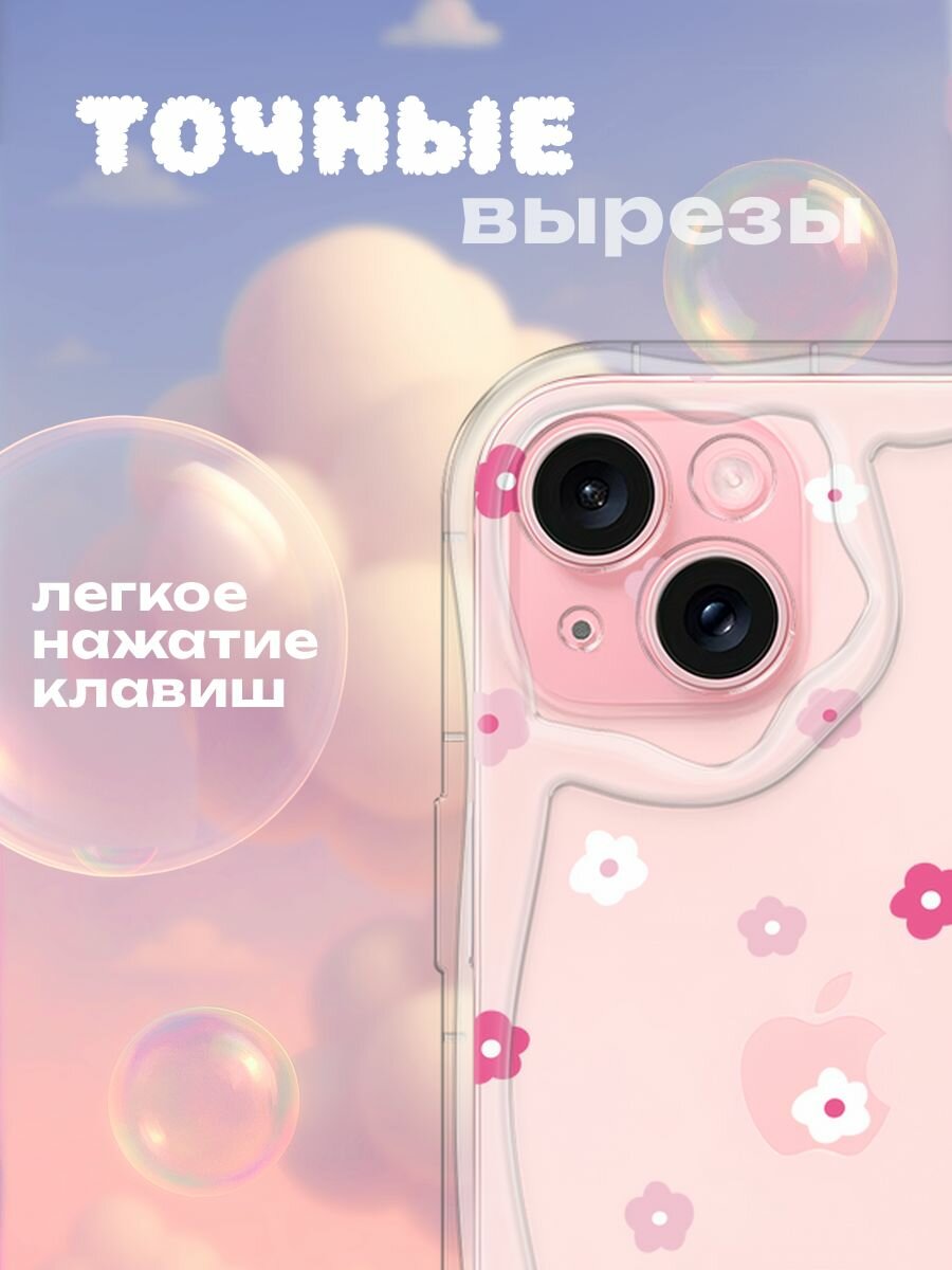 Чехол на Apple iPhone 15 / Айфон 15 с принтом "Весенние цветочки рисунок" — фото 1