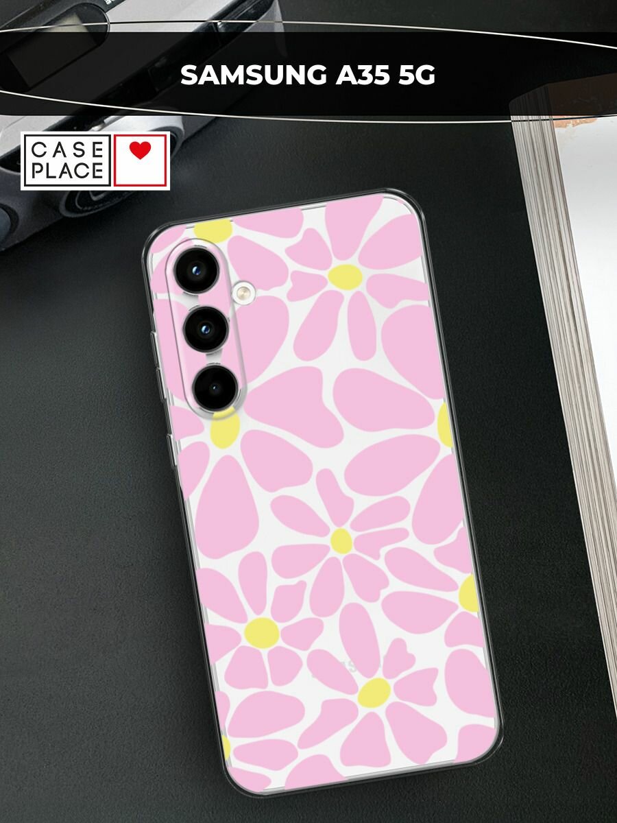 Чехол на Samsung Galaxy A35 5G / Самсунг Галакси А35 5G с принтом "Розовые лепестки 2", прозрачный