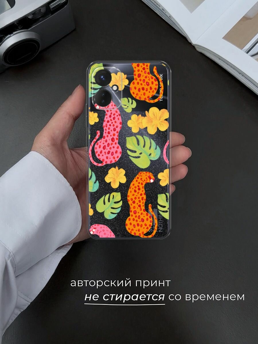 Чехол на Tecno Spark 9 Pro / Техно Спарк 9 Про с принтом "Экзотика", прозрачный — фото 1