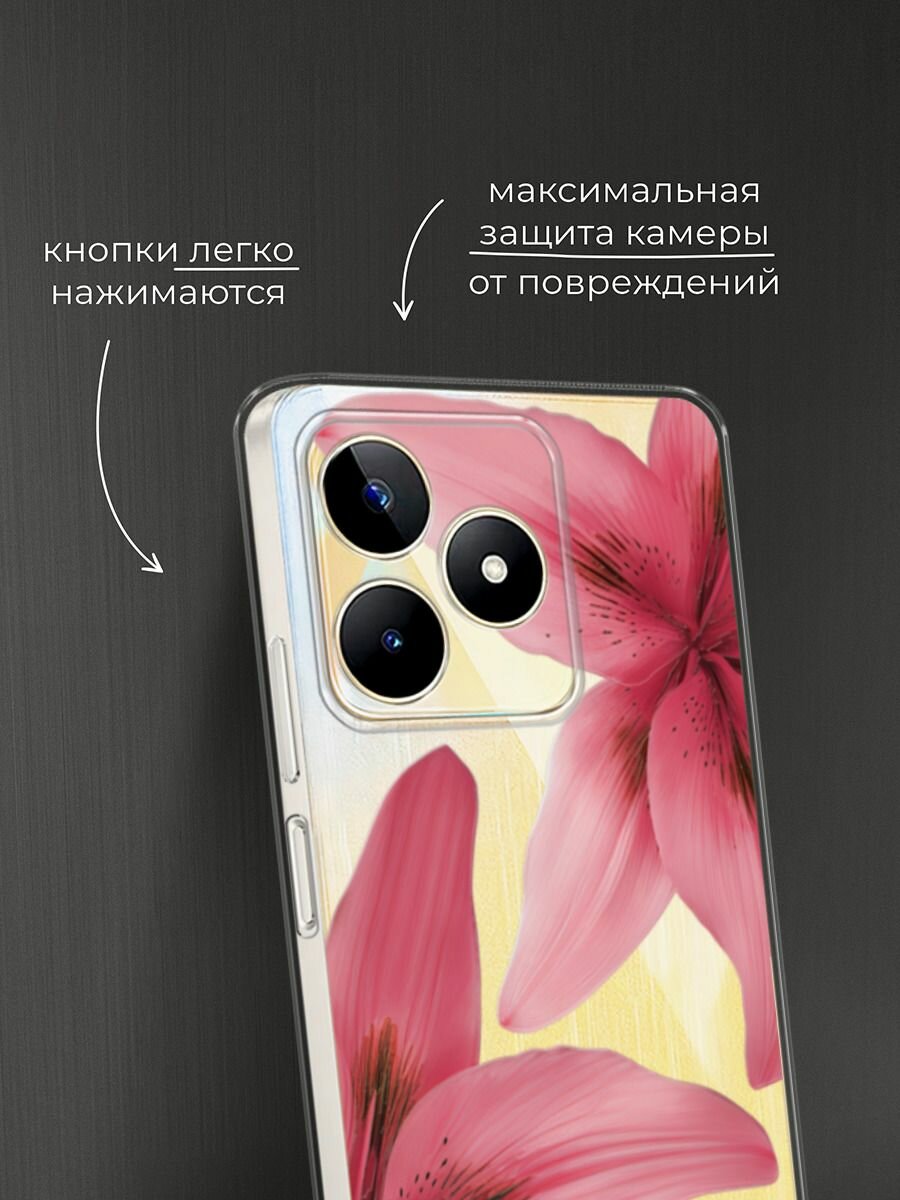 Чехол на Realme C53/C51 / Реалми С53/С51 с принтом "Pink flower" — фото 1