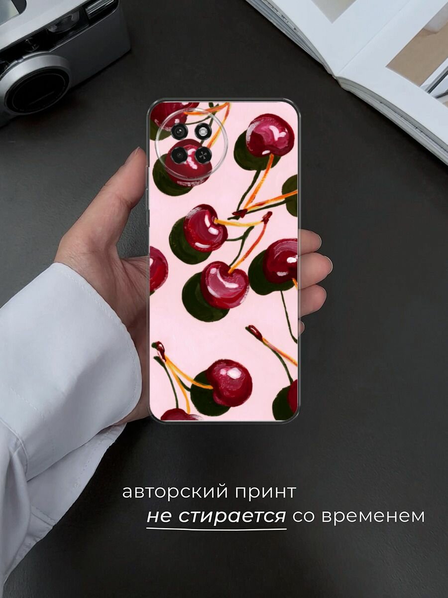 Чехол на Itel S23 / Ител S23 с принтом "Нарисованная вишня" — фото 1