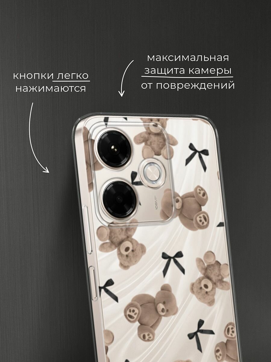 Чехол на Xiaomi Redmi 13X / Сяоми Редми 13X с принтом "Плюшовые мишки 2", прозрачный — фото 1
