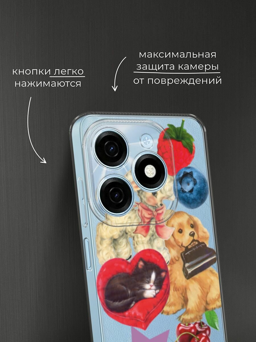 Чехол на Tecno Spark 20 / Текно Спарк 20 с принтом "Милые стикеры", прозрачный — фото 1