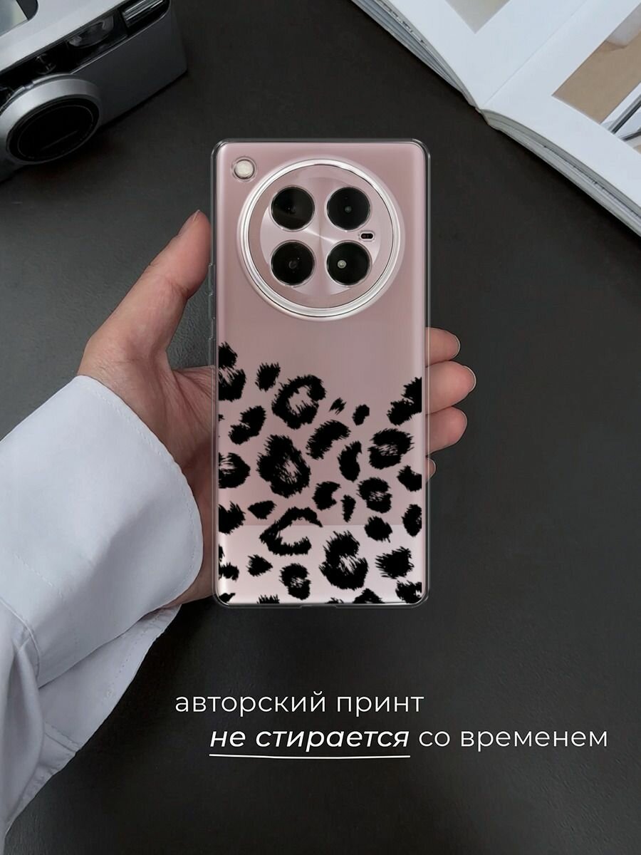 Чехол на Infinix Zero 40 4G / Инфиникс Зеро 40 4G с принтом "Окрас леопарда фон черный", прозрачный — фото 1