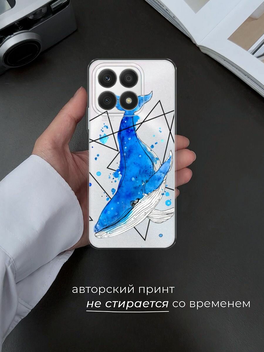 Чехол на Honor X8A / Хонор X8A с принтом "Кит графика", прозрачный — фото 1