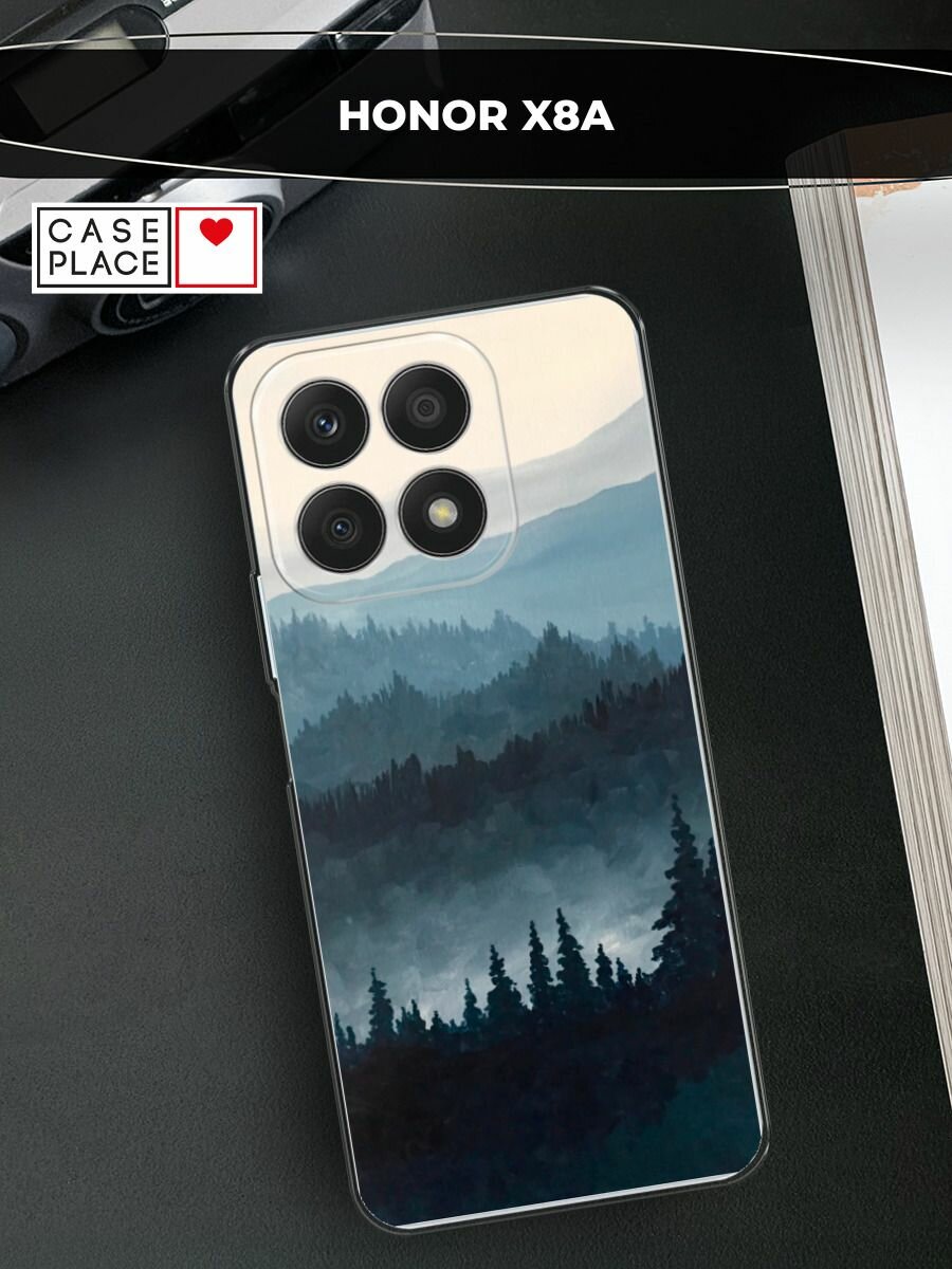 Силиконовый чехол на Honor X8A / Хонор X8A с принтом "Туманные горы"