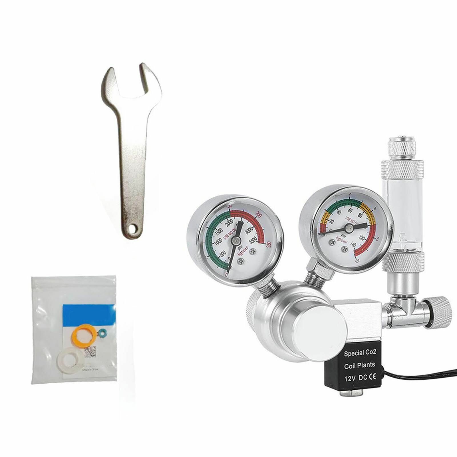 Регулятор CO2 для аквариума 12 В с соленоидом, 2 манометрами, счетчиком пузырьков, обратным клапаном для алюминиевого баллона CO2, интерфейсом CGA320