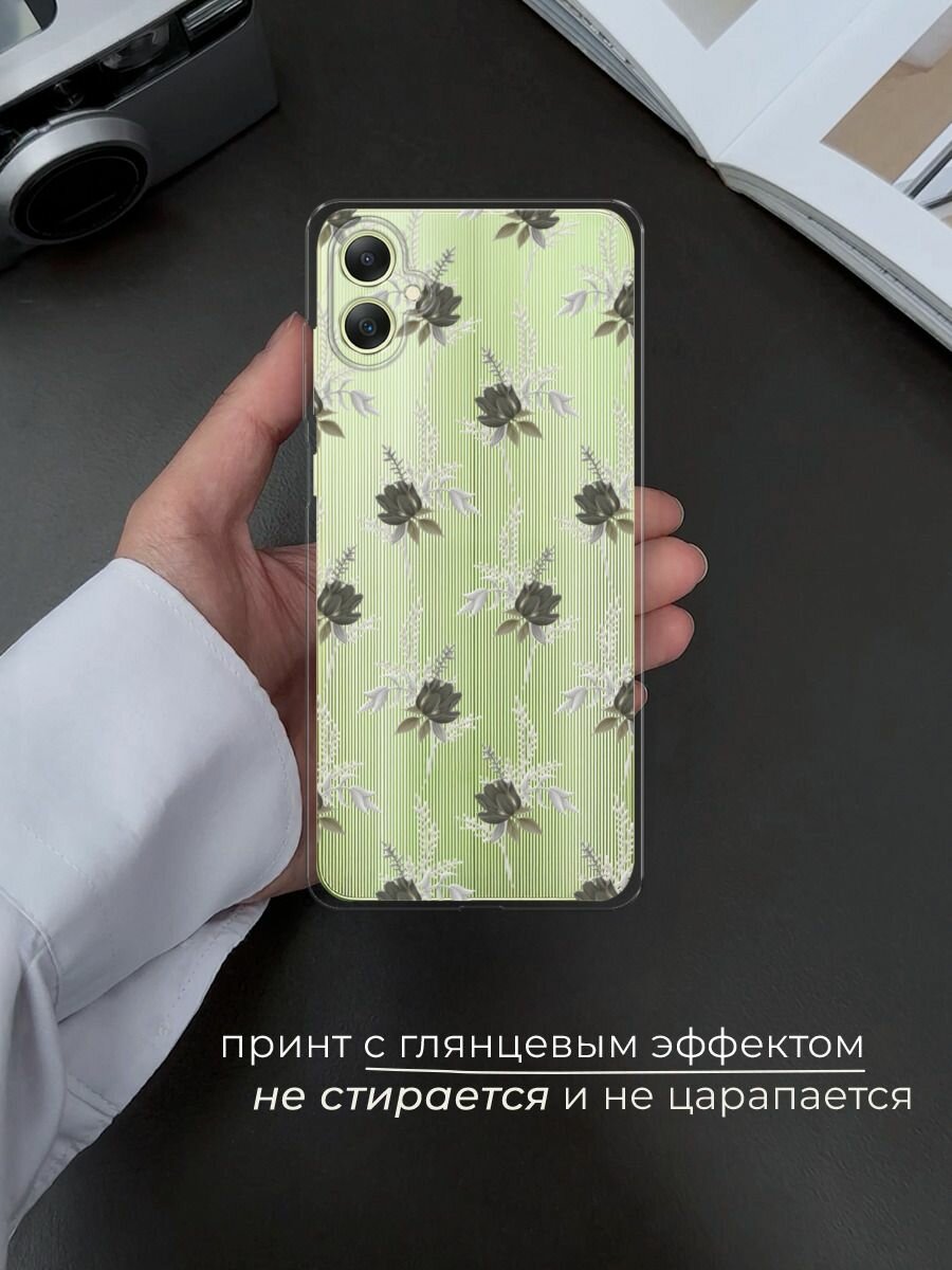 Чехол на Samsung Galaxy A06 / Самсунг Галакси А06 с принтом "Паттерн цветы сепия" — фото 1