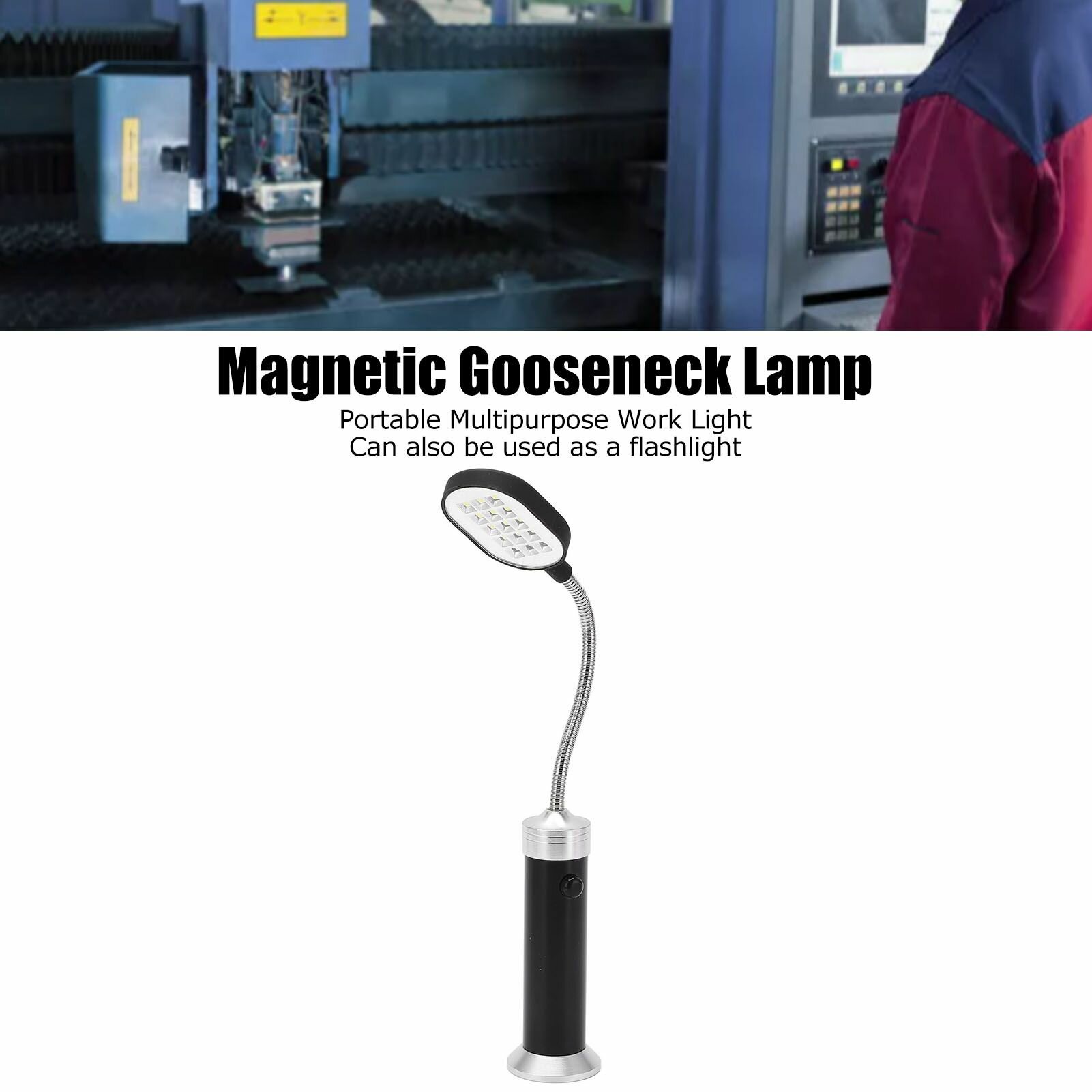 Магнитная лампа на гибкой стойке с поворотом на 360 , высокая яркость, устойчивость к атмосферным воздействиям, светодиодный уличный рабочий фонарь для рыбалки, барбекю, езды на велосипеде, черный