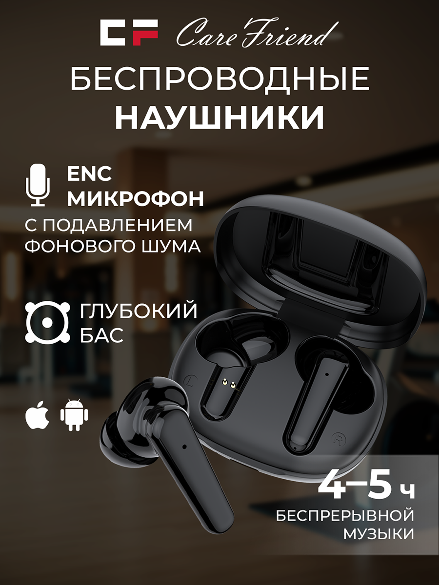 Наушники беспроводные / беспроводные наушники TWS Bluetooth с микрофоном PRO WAVE 03BL CF, черные