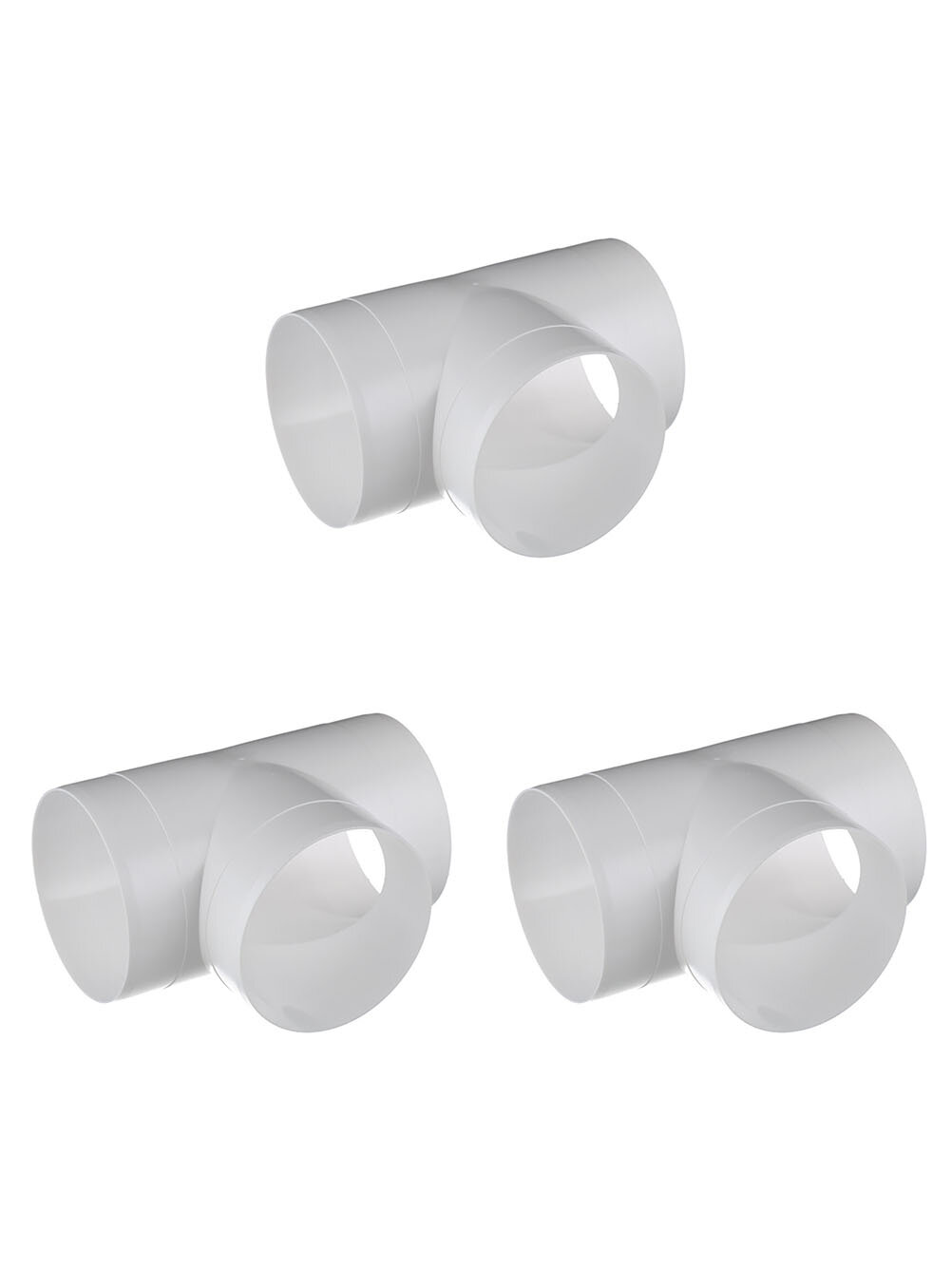 Тройник для круглых воздуховодов пластиковый d125 мм 90 град (3 шт.)